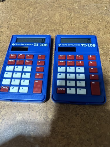 Vintage Texas Instruments TI-108 School Calculator Solar Power Lot Of 2 ...