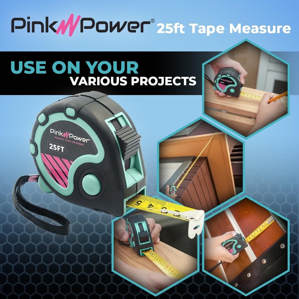 Tape Measure with Fractions – Blue Heavy-Duty Small Measuring Tape ...