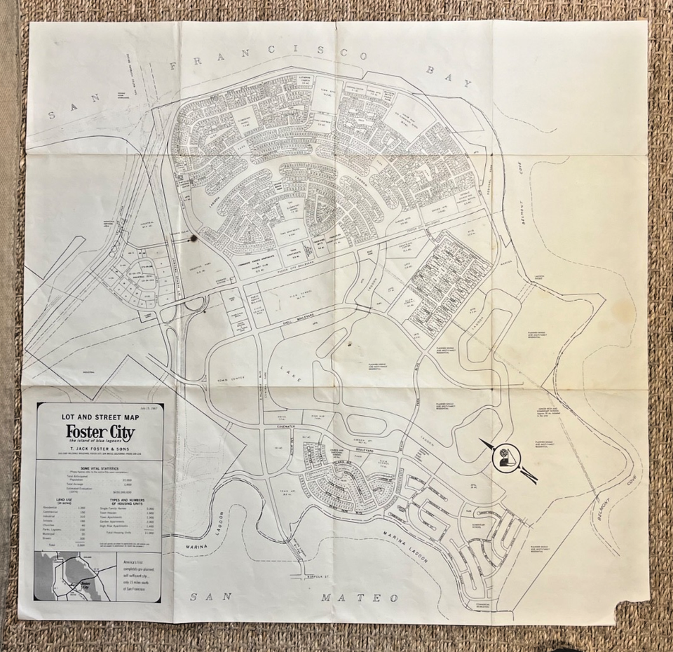 Vintage 1967 FOSTER CITY Lot & Street Map, San Mateo California | eBay