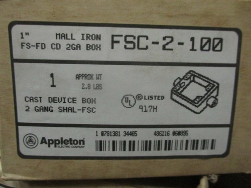 APPLETON FSC-2-100,2 GANG 1" CAST DEVICE BOX - NEW | eBay