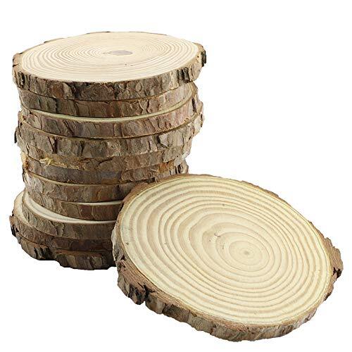 Bignc 12Pcs 4-5-Inch Unfinished Natural Thick Wood Slices Circles with ...