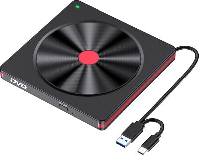 USB 3.0 External CD DVD +/-Rw Drive Rom Rewriter Burner Portable For PC ...