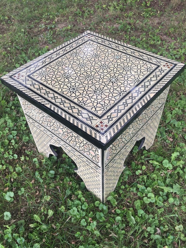 Moroccan, Egyptian hand painted square table, Coffee And able End Table ...