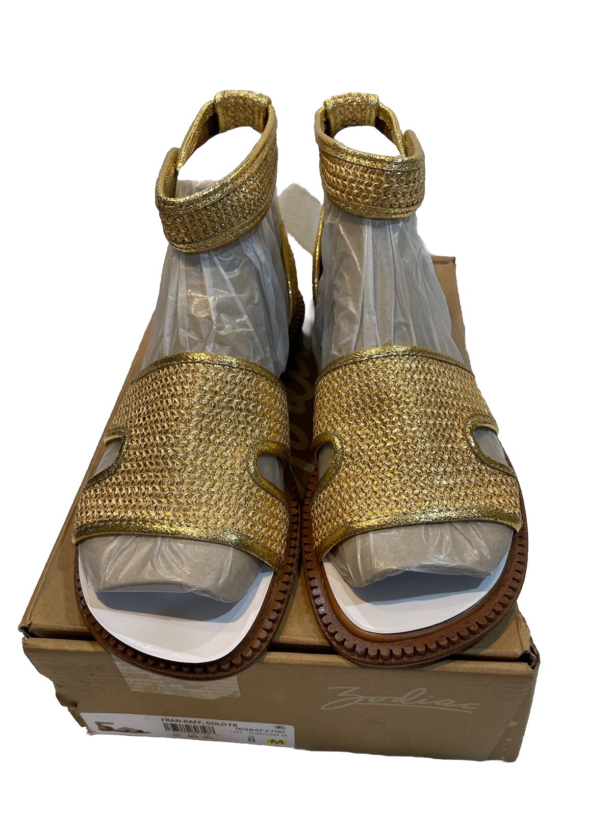 ZODIAC Women's Fran-Raff Ankle Strap Sandal Flat, Gold, Size 8M | eBay