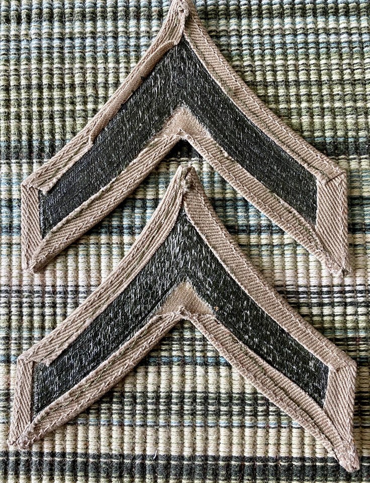 Pair of USMC Chevrons Private First Class green on khaki Marine Corps ...