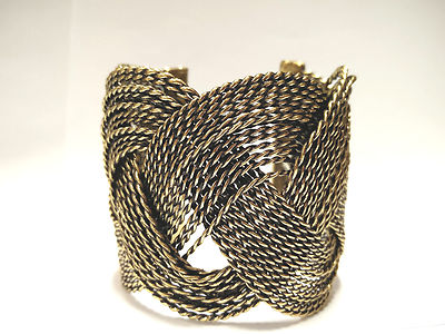 Sailor Knot Turks Head Twisted Wire Wide Cuff Bracelet Antique Gold ...