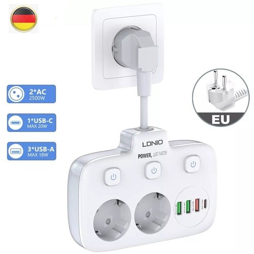 EU Steckdosenleiste einzeln schaltbar Mehrfachstecker Mehrfachsteckdose ...