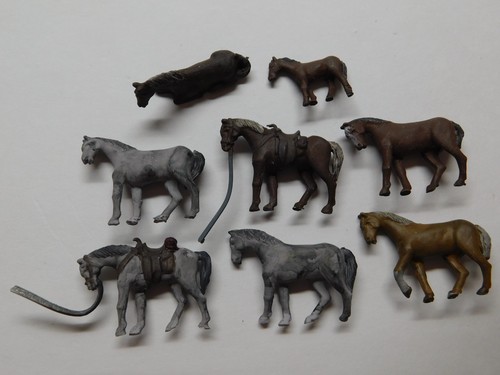 HO SCALE 1/87 DYNA-MODEL? LOT OF (8) METAL DETAILED HORSES FOR TRAIN ...