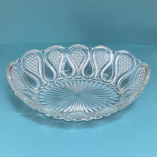 Antique Vintage Oblong Glass Bowl "Loop and Finecut" Pattern by US ...