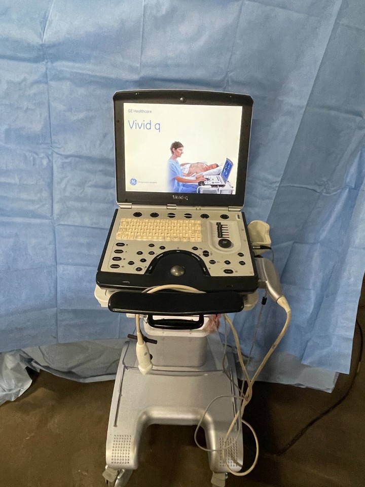 GE VIVID Q ULTRASOUND 2014 With M4S-RS P2D-RS PROBE Safelock Cart vivid ...