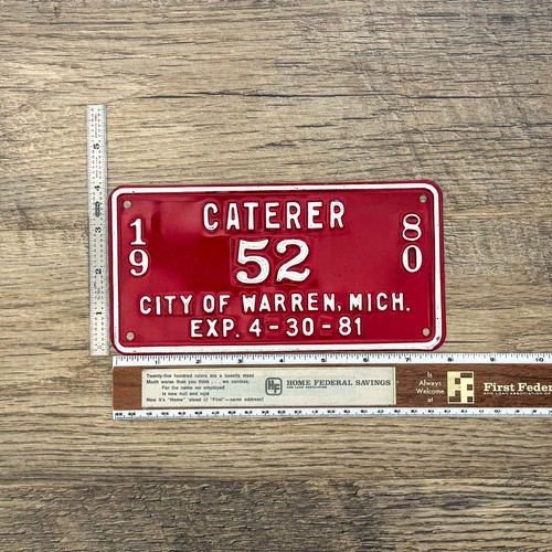 Original WARREN, MICHIGAN 1980 Caterer License Plate - #52 - Great ...