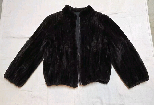 Vintage Black Beaver Fur Jacket with Zipper | eBay