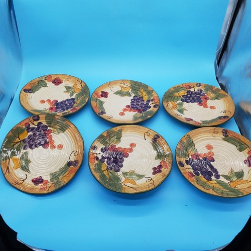 6pc.Tuscany by Certified Dinner Plate Embossed Grapes & Leaves Green ...