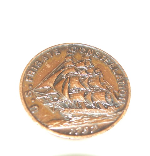 1797 USS FRIGATE CONSTELLATION COPPER MEDAL COIN Struck from the Ship ...