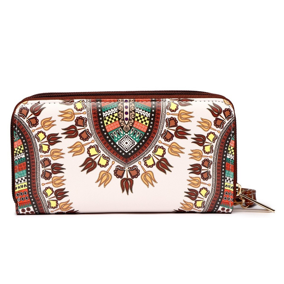 Bright African Dashiki Print Multicard Wallet Women Zipper Wristlet ...