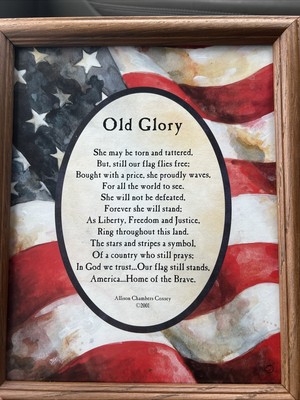Home Interiors "Old Glory" Poem Allison Coxsey 2001 Framed Print 12x9 ...
