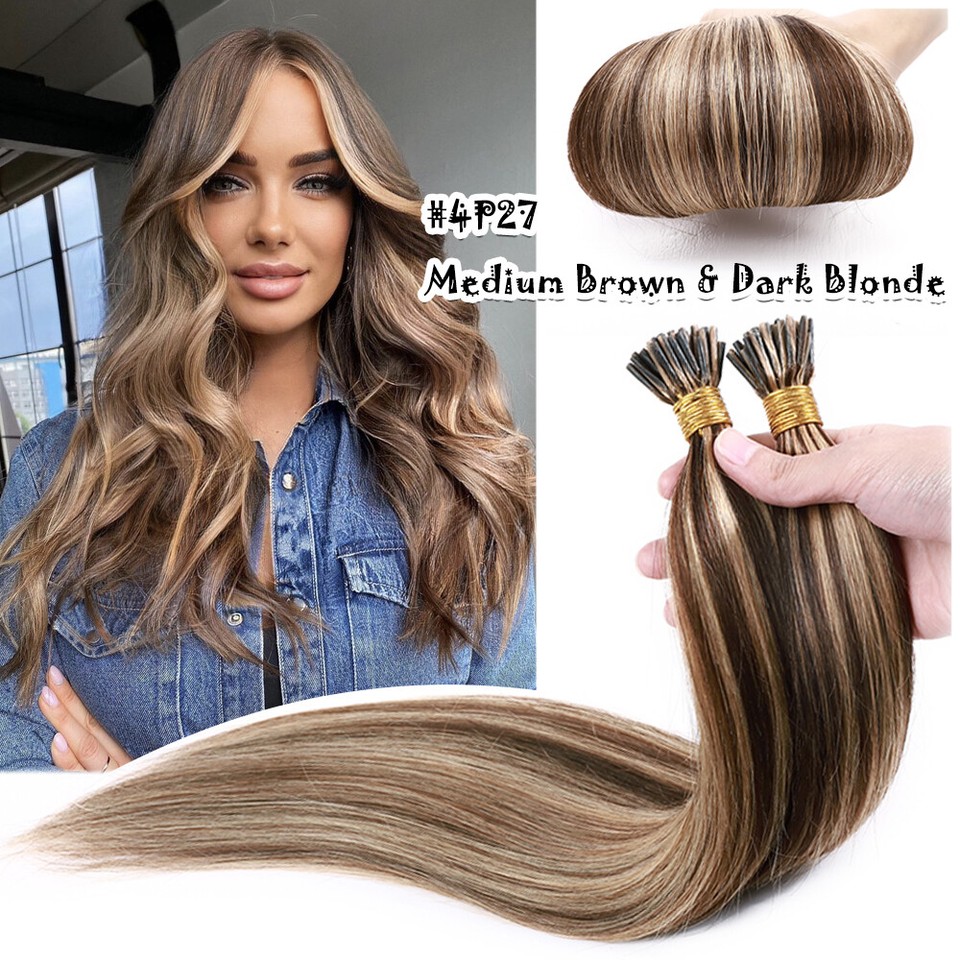 200Strands Stick I-Tip Hair 100% REMY Human Hair Extensions Micro Nano ...