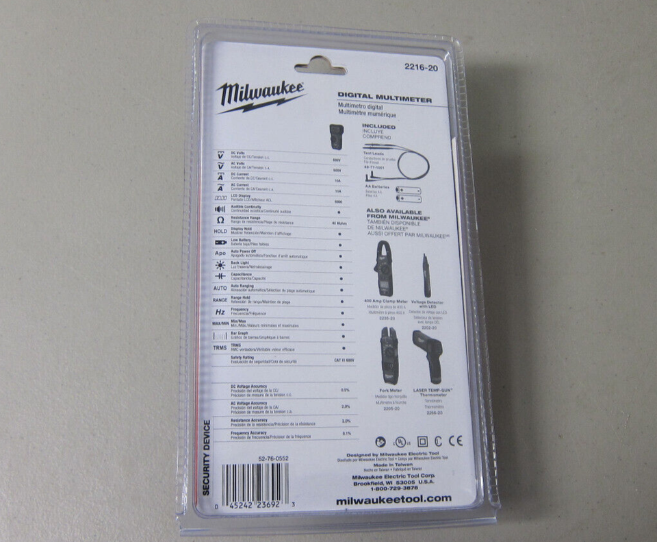 BRAND NEW -Milwaukee Digital Multimeter, True RMS, Model# 2216-20 -FREE ...