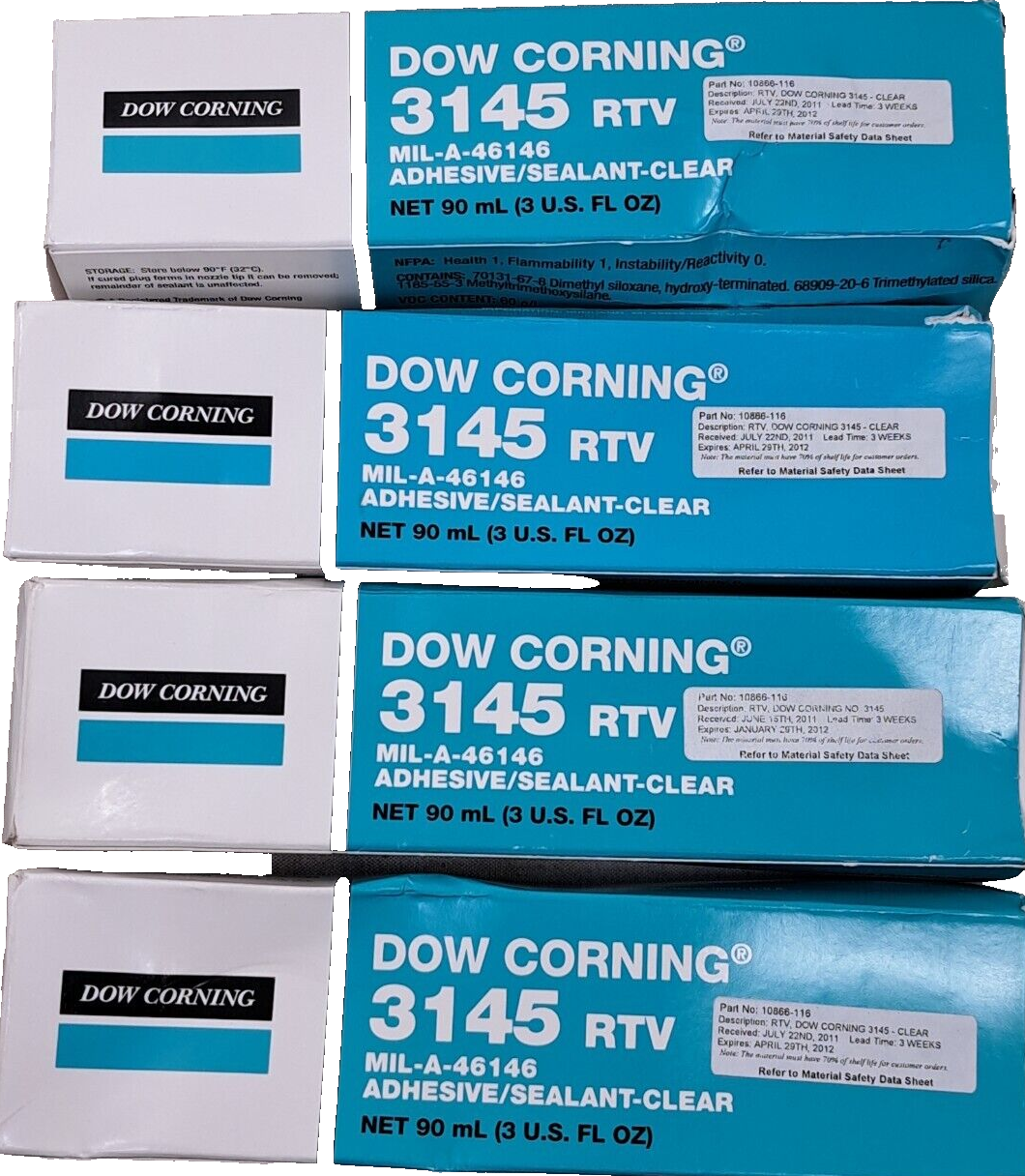 Dow Corning 3145 RTV Clear Mil-a-46146 Silicone Adhesive Sealant 3 Oz ...