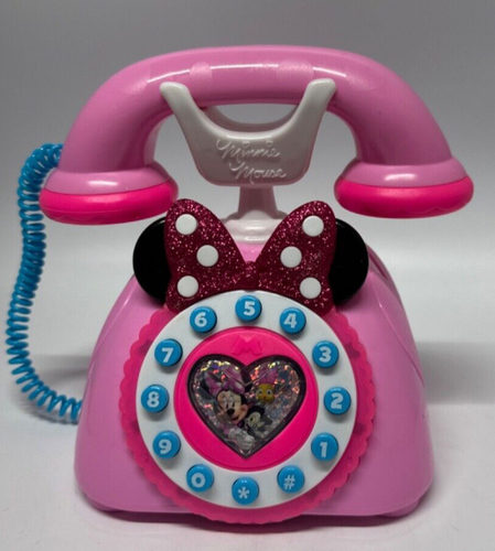 DISNEY Minnie Mouse “Happy Helpers” PINK Toy Phone Talking & Lights Up ...