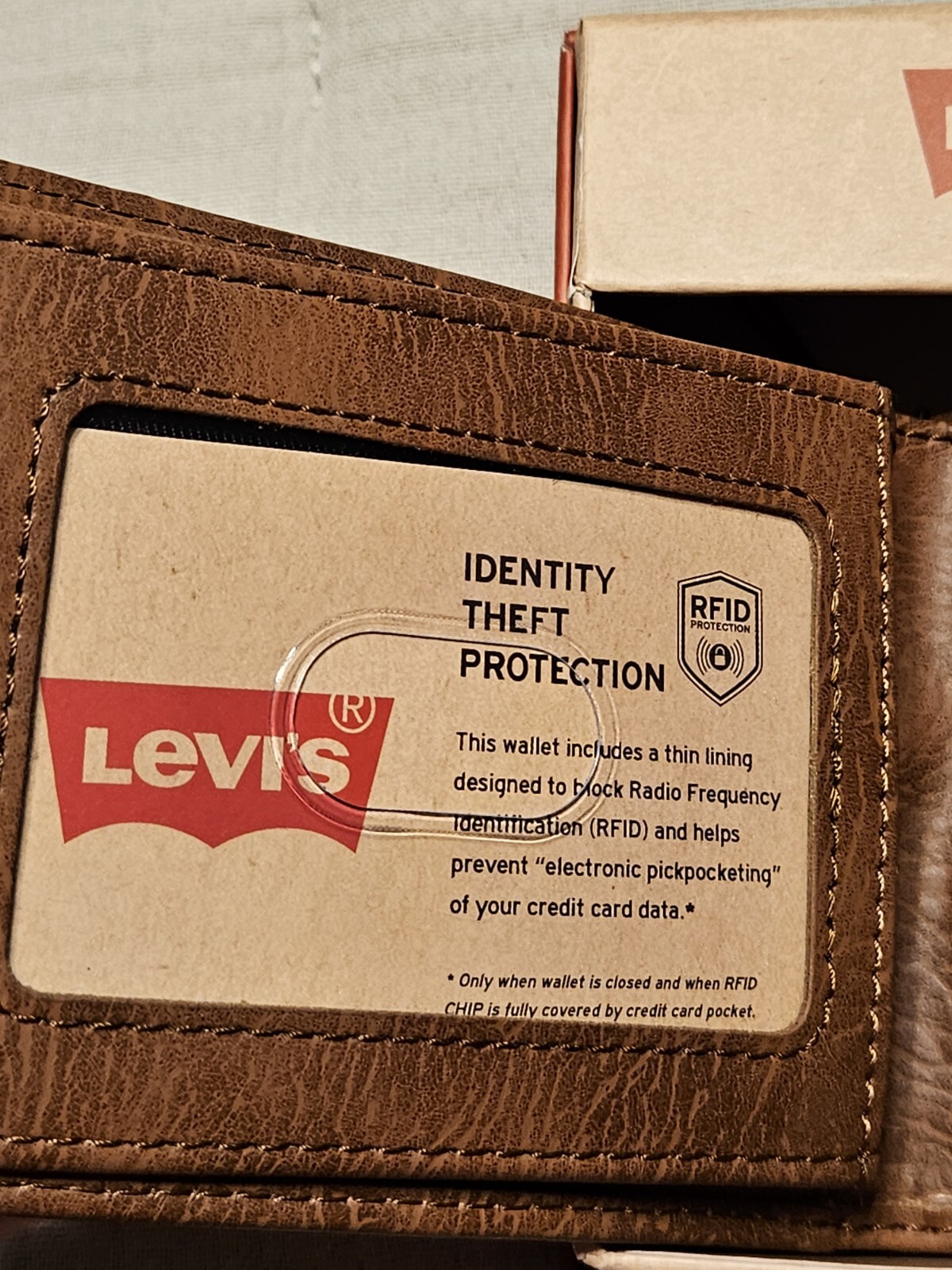 New Levi's Wallet Mens Brown Bifold Leather RFID Identity Theft Brand ...