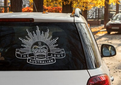 Australian ANZAC ARMY EMBLEM Rising Sun Silver Decal Sticker HUGE 570mm ...