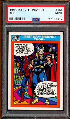 1990 Marvel Universe Impel Thor #154 Spider-Man Presents: Thor PSA 9 ...
