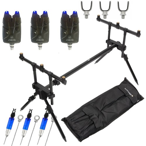 NGT Rod Pod Carp Fishing Quickfish 3 Rod 3 Bite Alarms 3 Blue ...
