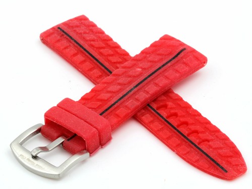 BRC British Racing Club Silicone Watch Strap Red 24 mm Polished Buckle ...