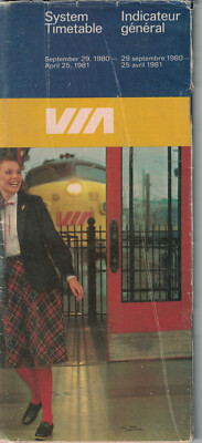 September 1980 VIA RAIL CANADA SYSTEM PUBLIC TIMETABLE | eBay