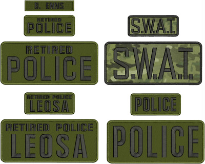 4 sets EMB PATCHES 4X10 2X5 & 1X5 HOOK ON BACK BLACK ON MULTICAM AND OD ...