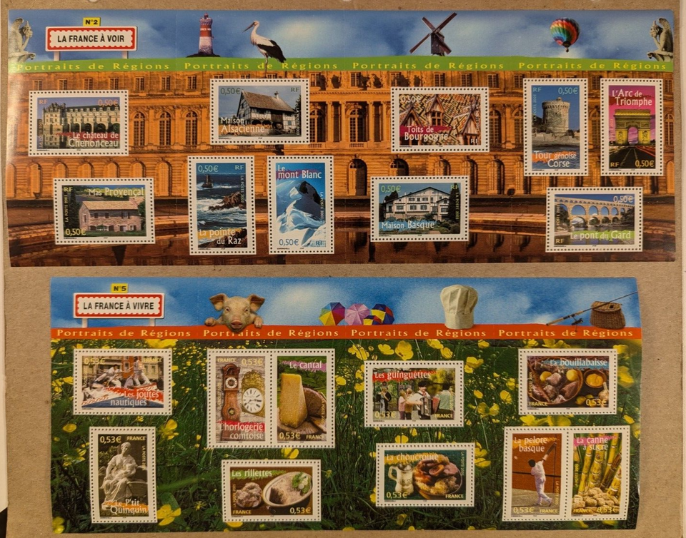 France - 2000' - Nice lot of 4 mini-sheet, 40 MNH stamps, VF. See 2 ...