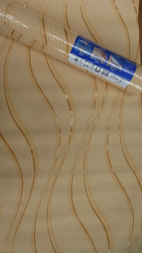 €056qm 1 Ro. P & S 03739-20 Vliestapete beige-apricot Glanz Wellenoptik ...