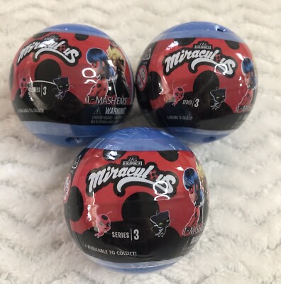 Miraculous Mash’ems Ladybug Series 3 Metallic Series Super Squishy Lot ...