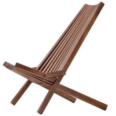 Lounge Patio Folding Wooden Lounge Chair Acacia Wood Accent Chair Lawn ...