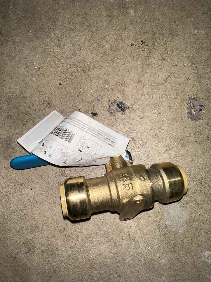 3/4" Shark Bite Slip Ball Brass Pipe Push Connect Valve Part #24616LFZC ...