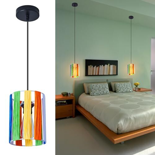 Hanging Pendant Light Fixtures, Modern Indoor Industrial Colorful ...