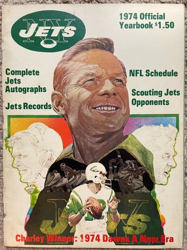 New York Jets 1974 Yearbook Shea Stadium Days Joe Namath New Coach ...