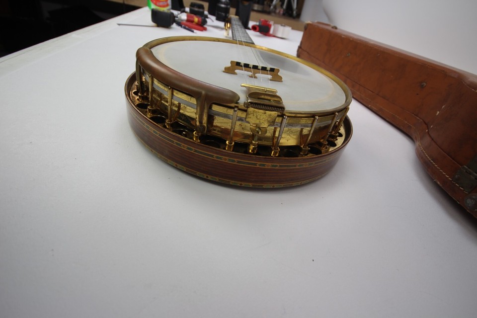 1928 Paramount Style F Wm. L. Lange 22 fret Plectrum Banjo top of line ...