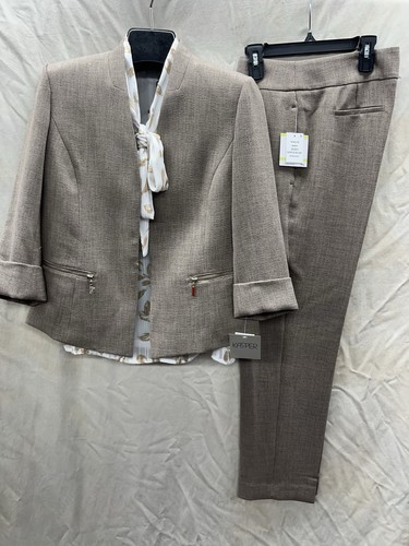 KASPER PANT SUIT/SIZE 4/INSEAM 30'/NEW WITH TAG/RETAIL$240/KHAKI | eBay
