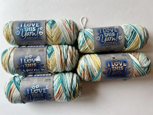 5 Skeins Hobby Lobby I LOVE THIS YARN Print The Struggle Is Teal ...