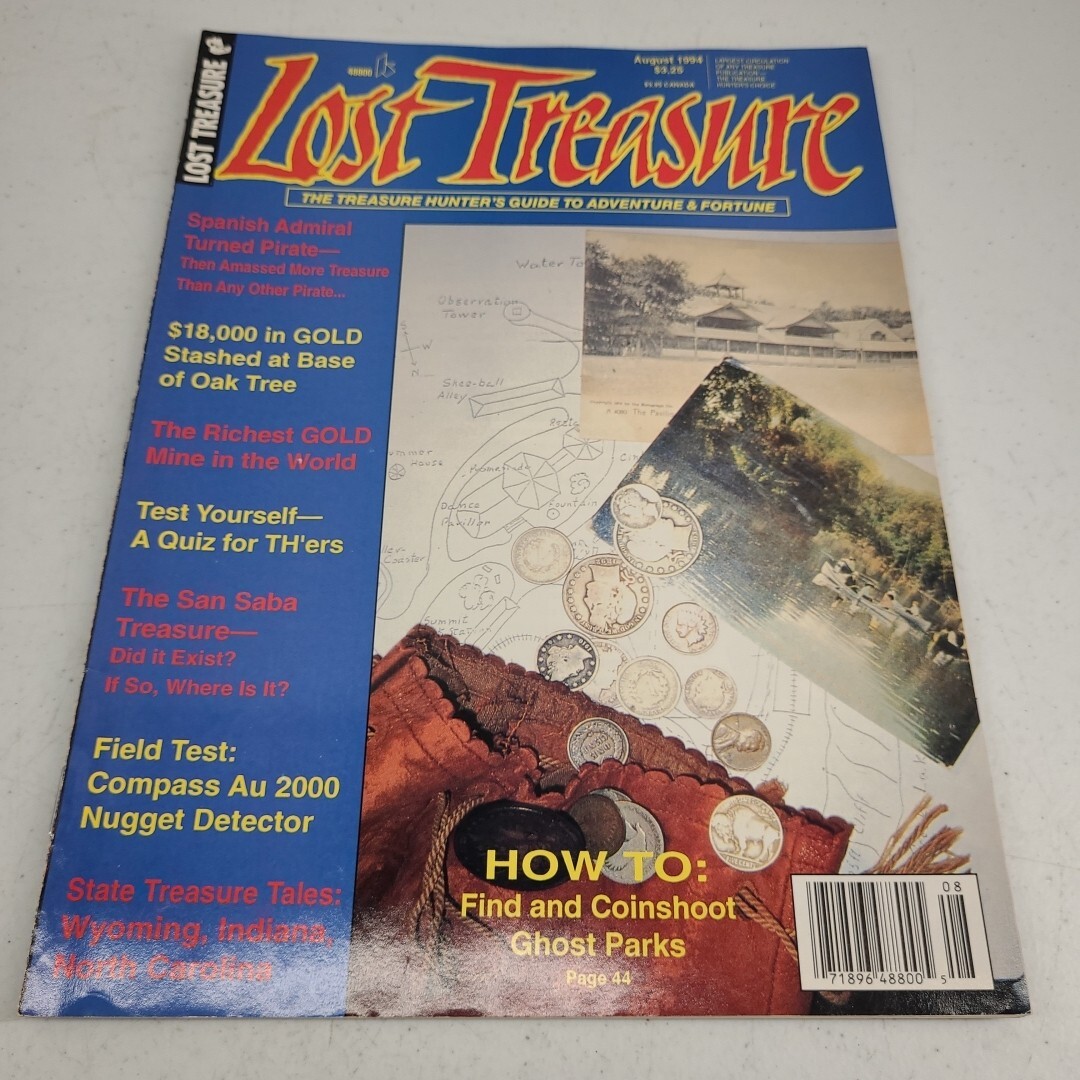 Lost Treasure Magazine August 1994 Hunters Guide Metal Detector San ...
