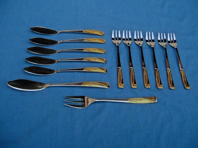 INOXPRAN 18/10 STAINLESS ( LOT OF 13 ) ASSORTED PIECES GOLD INSERTS | eBay