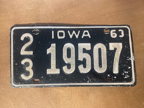 1963 Iowa License Plate # 23-19507 Clinton County | eBay