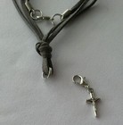 Leather Necklace Christian Cross Pendant Handmade Surfer Men's Woman ...