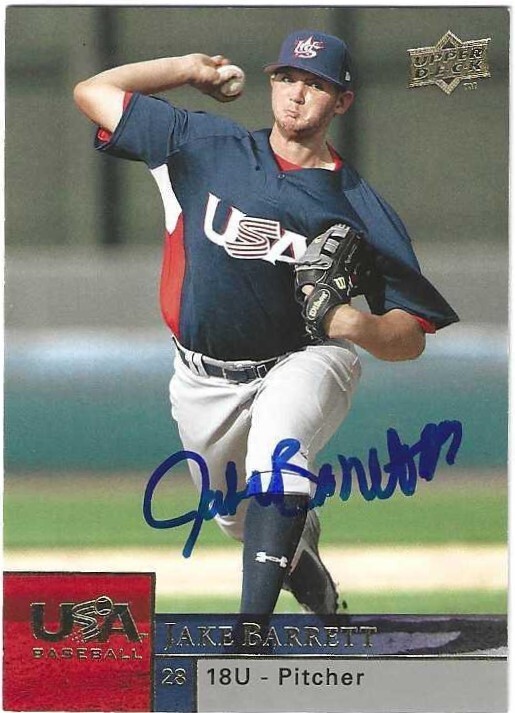 Autograph Signed 2009 Upper Deck USA 18U-JB Jake Barrett Arizona ...