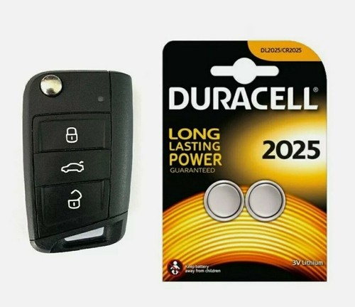 DURACELL CAR KEY BATTERIES FOR VW Golf MK7 T-Roc GTI R T-Cross CR2025 ...