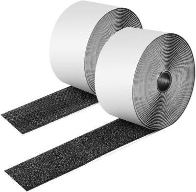 2x 26 Feet Sticky-Back Loop Roll 2 Inch Black Self Adhesive (Loop side ...