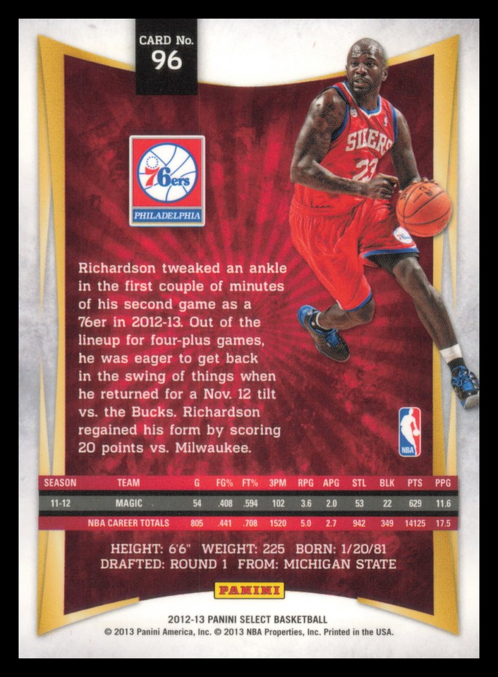 2012-13 Panini Select #96 Jason Richardson Philadelphia 76ers | eBay
