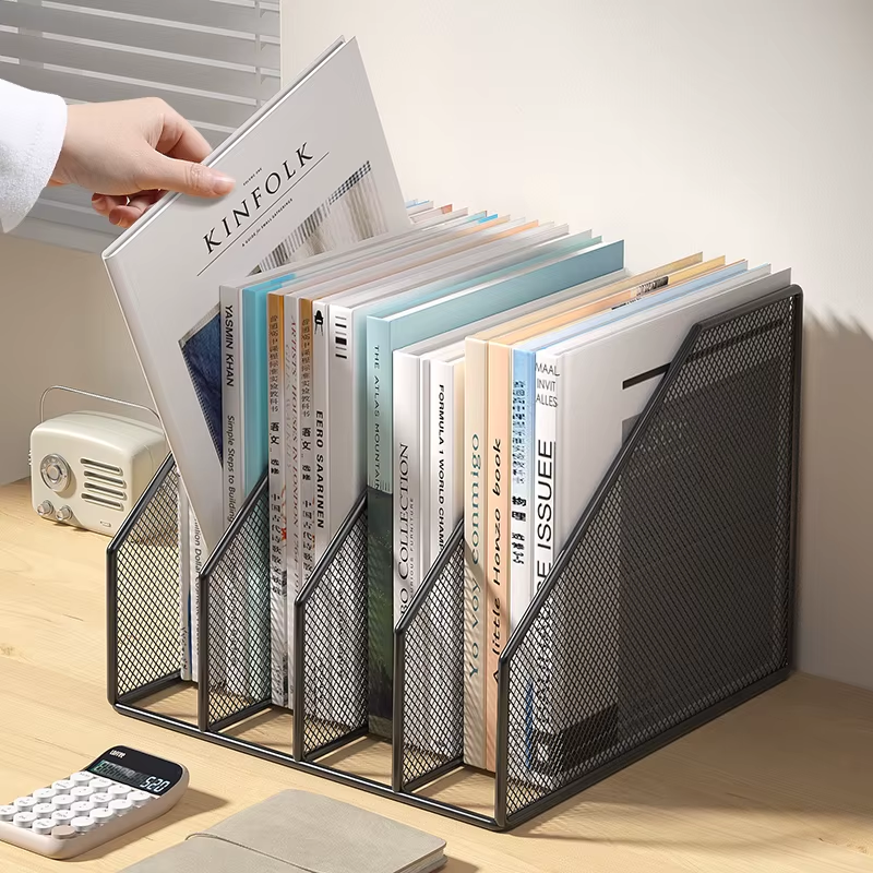 Metal File Rack Office Desk Shelf Standing Desktop File Folder File Box ...